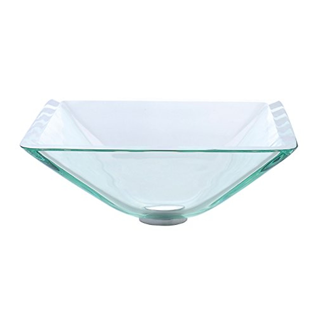 Kraus GVS-901-19mm-SN Aquamarine Square Clear Glass Vessel Bathroom Sink with PU-MR Satin Nickel