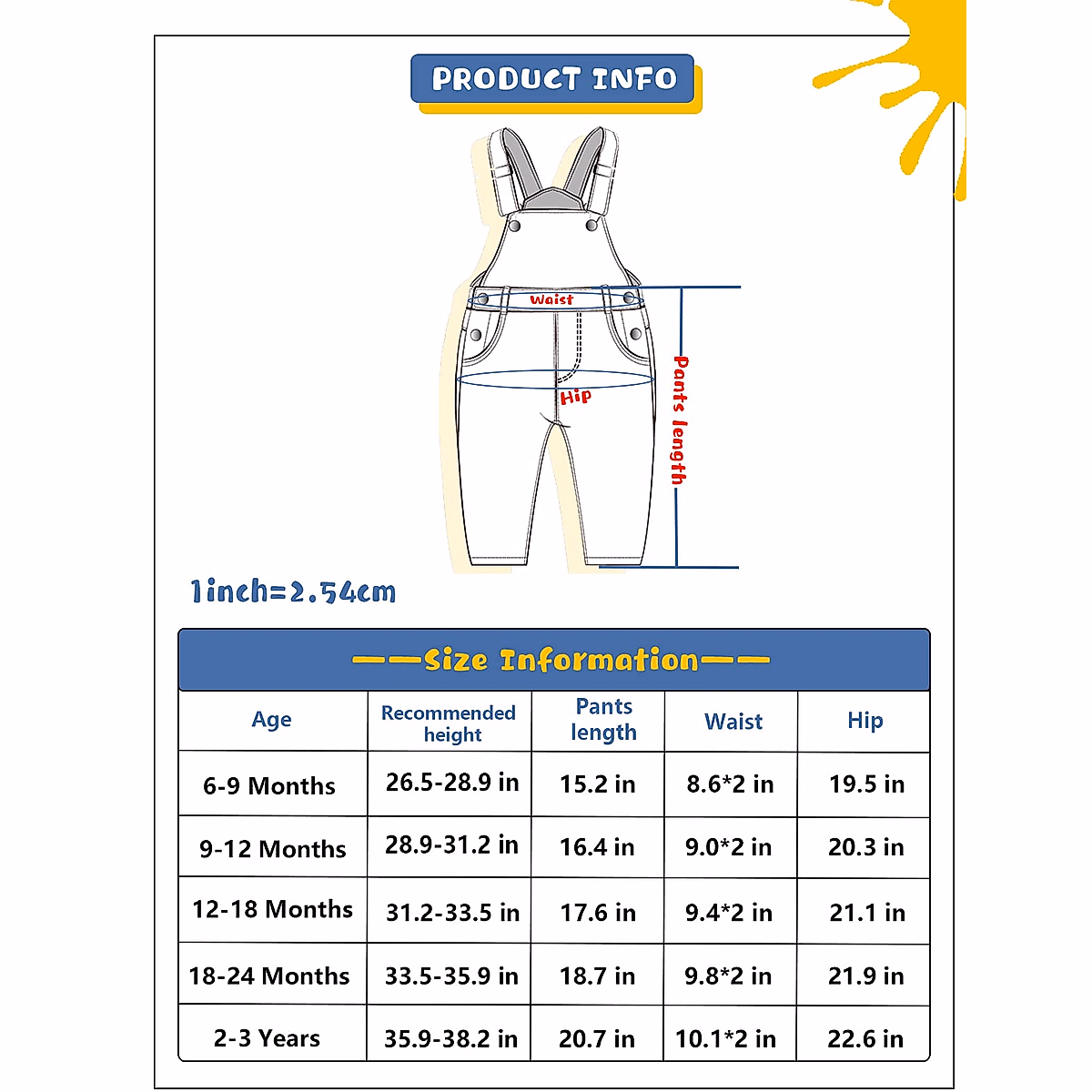 KIDSCOOL SPACE Baby Boy Girl Jean Overalls,Toddler Slim Cute Denim Dungaree,Blue,12-18 Months