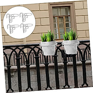 YARNOW 4pcs Flower Pot Hanger Outdoor Plants Hanging Baskets for Plants Outdoor Plant Stand Outdoor Planters Rack L Brackets for Shelves Wall Flower Pot Wrought Iron White Bracket Ring