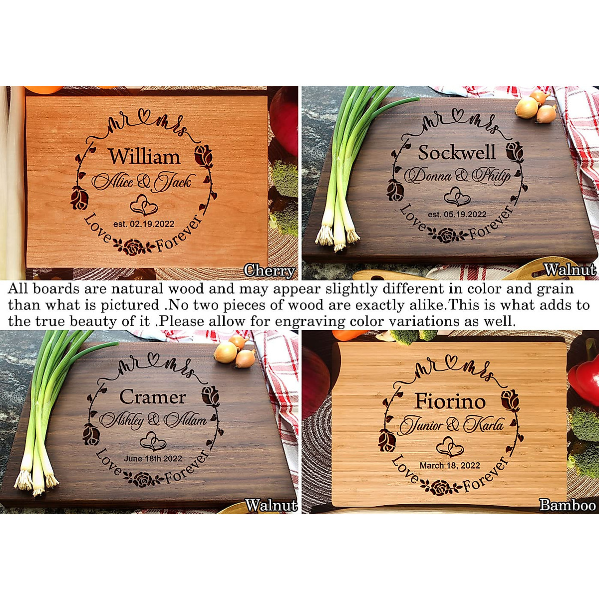 Wedding gifts, Personalized Cutting Boards for Couples, Anniversary, Christmas,Valentines Day, Housewarming Gift - Handmade Customizable Wooden Kitchen Decor Gift for New Homeowners