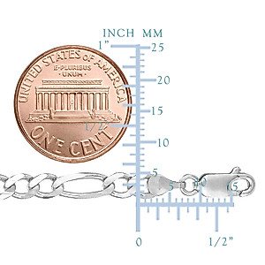 Jewelry Affairs 14k White Solid Real Solid Gold Figaro Chain Necklace, 5.0mm, 18"