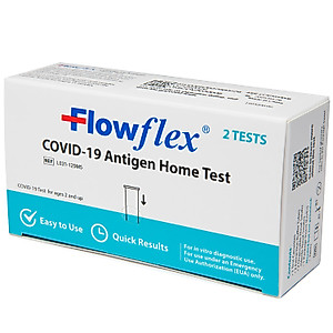 Flowflex COVID-19 Antigen Home Test kit, 1 Pack, 2 Tests Total. FDA EUA Authorized OTC at-Home Self-Test, Non-invasive Nasal Swab, Easy to Use and No Discomfort, Results in 15 Minutes