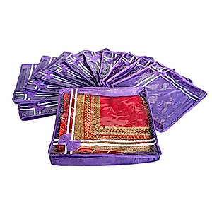 Purple Premium Single Saree Cover 12 Pcs Combo