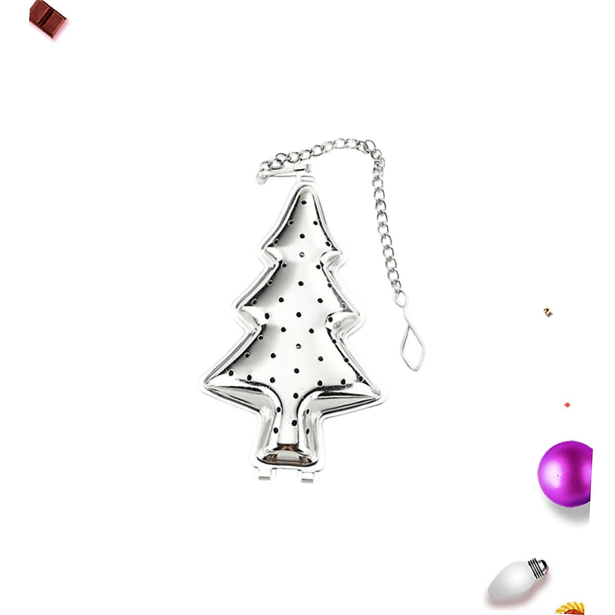 NOLITOY 2pcs Tea Ball Infuser Soup Strainer Stainless Steel Tea Infuser Tea Diffuser for Loose Tea Silver Tea Ball Metal Strainer Chic Tea Leaker Filter Ball Snap Christmas Tree