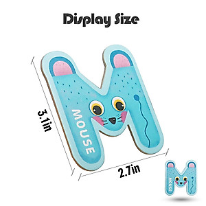 JOCHA ABC Letter Cute Animals Fridge Jumbo Large Alphabet Magnets Preschool Learning Spelling Stick Refrigerator Magnetic Uppercase Colorful Game Toys Set for Kids Toddlers 3 4 5 Years Old