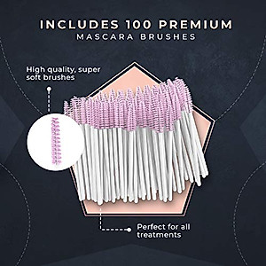 Lash Glue Holder Storage Container For Eyelash Extensions Adhesive & 100 Mascara Brushes | Vacuum Sealed Airtight Jar/Tank/Box/Bottle | Professional Lash & Nail Salon Supplies & Accessories