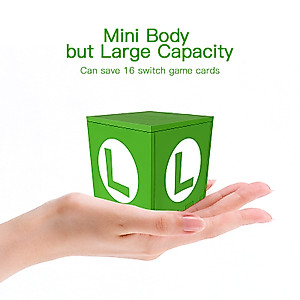 UFOPETIE Game Storage Box for Switch Game Cards Mario Games Cube,Up to 16 Games,Foldable Nintendo Switch Game Card Case Cube Nintendo Switch Game Storage Box-Green L