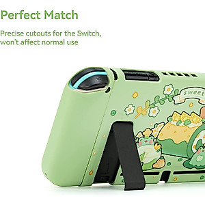 GeekShare Protective Case Compatible with Switch, Soft TPU Slim Case Cover Compatible with Switch Console and Joy Con Controller - Matcha Froggy