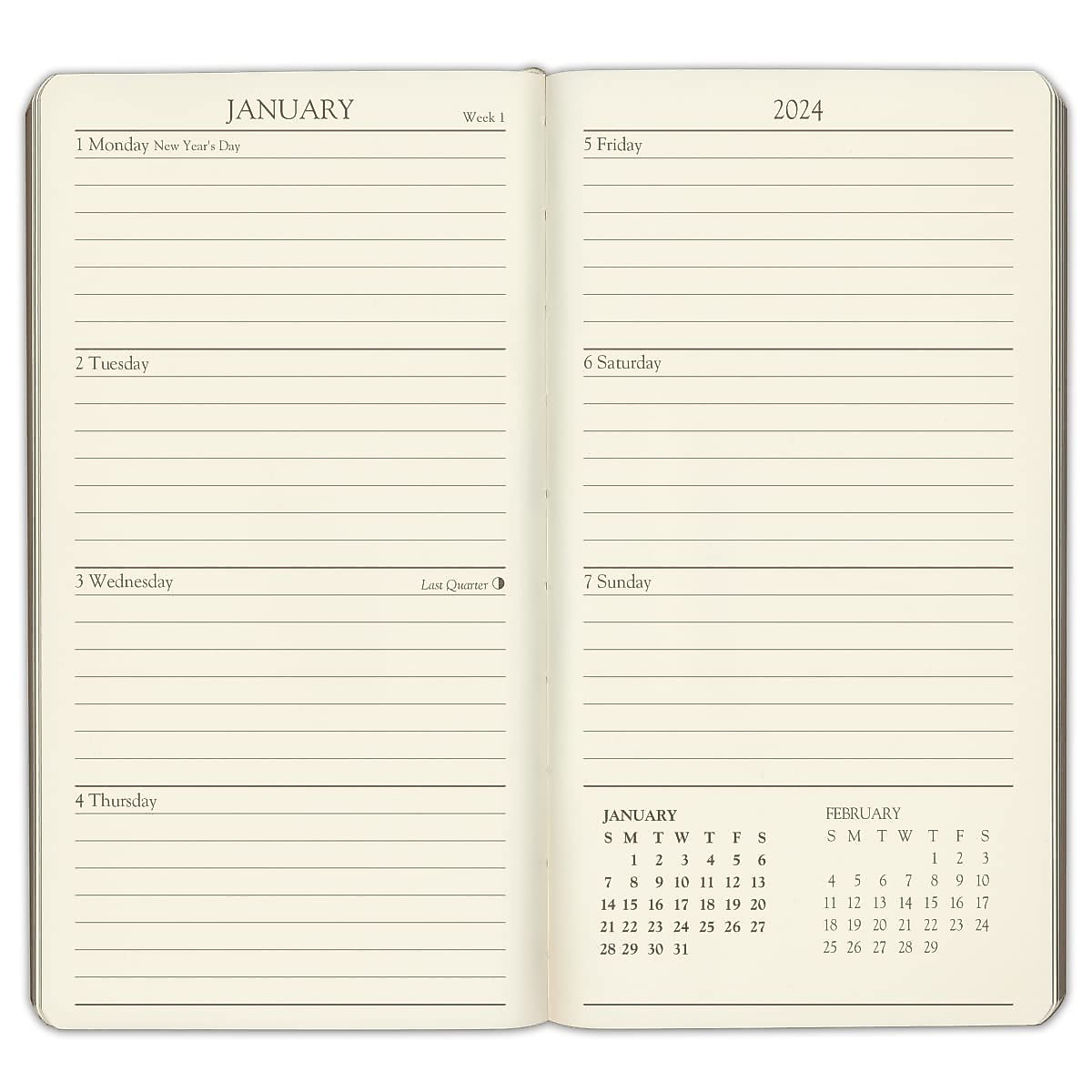 2024 Gallery Leather Pocket Weekly Planner - Acadia Black - 6x3.25"