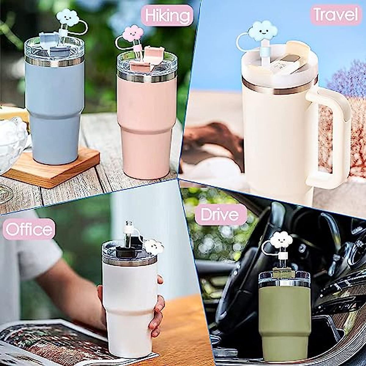 6pcs Straw Covers Cap for Stanley Cup,Cute Cloud Silicone Straw Tip Covers for Stanley 30 & 40 Oz Tumbler with Handle (Cloud)