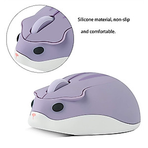 elec Space 2.4G Wireless Mouse, Cute Animal Hamster Shape Silent Mouse, Portable Mobile Optical Mouse with USB Receiver, 3 Buttons Cordless Mouse for PC Mac Laptop Notebook Computer(Purple)