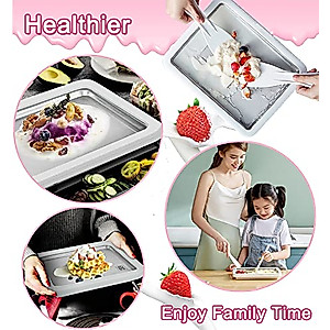 EVATONTT Instant Ice Cream Maker,Cold Plate Rolled Ice Cream Maker with 2 Spatulas,DIY Healthy Ice Cream Frozen Yogurt Gelato Fruit Sorbet for Family Use
