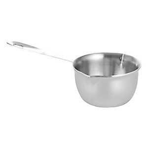 120ml (4oz) Stainless Steel Butter Warmer Pan, Milk Warmer Pot with Dual Pour Spouts, Small Sauce Pan for Stove Top (Diameter: 3in Length: 7in)