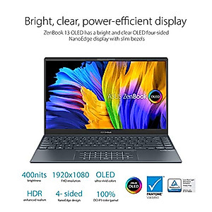 ASUS ZenBook 13 Ultra-Slim Laptop, 13.3” OLED FHD NanoEdge Bezel Display, Intel Core i7-1165G7, 8GB LPDDR4X RAM, 512GB SSD, NumberPad, Thunderbolt 4, Wi-Fi 6, Windows 10 Home, Pine Grey, UX325EA-ES71