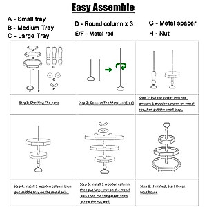 3 Tiered Tray, Rustic Cake Stand with Large Capacity Diameter of 15.6" 12.6" 8.8" Wooden Trays Farmhouse Decorative Tiered Tray for Kitchen Bathroom