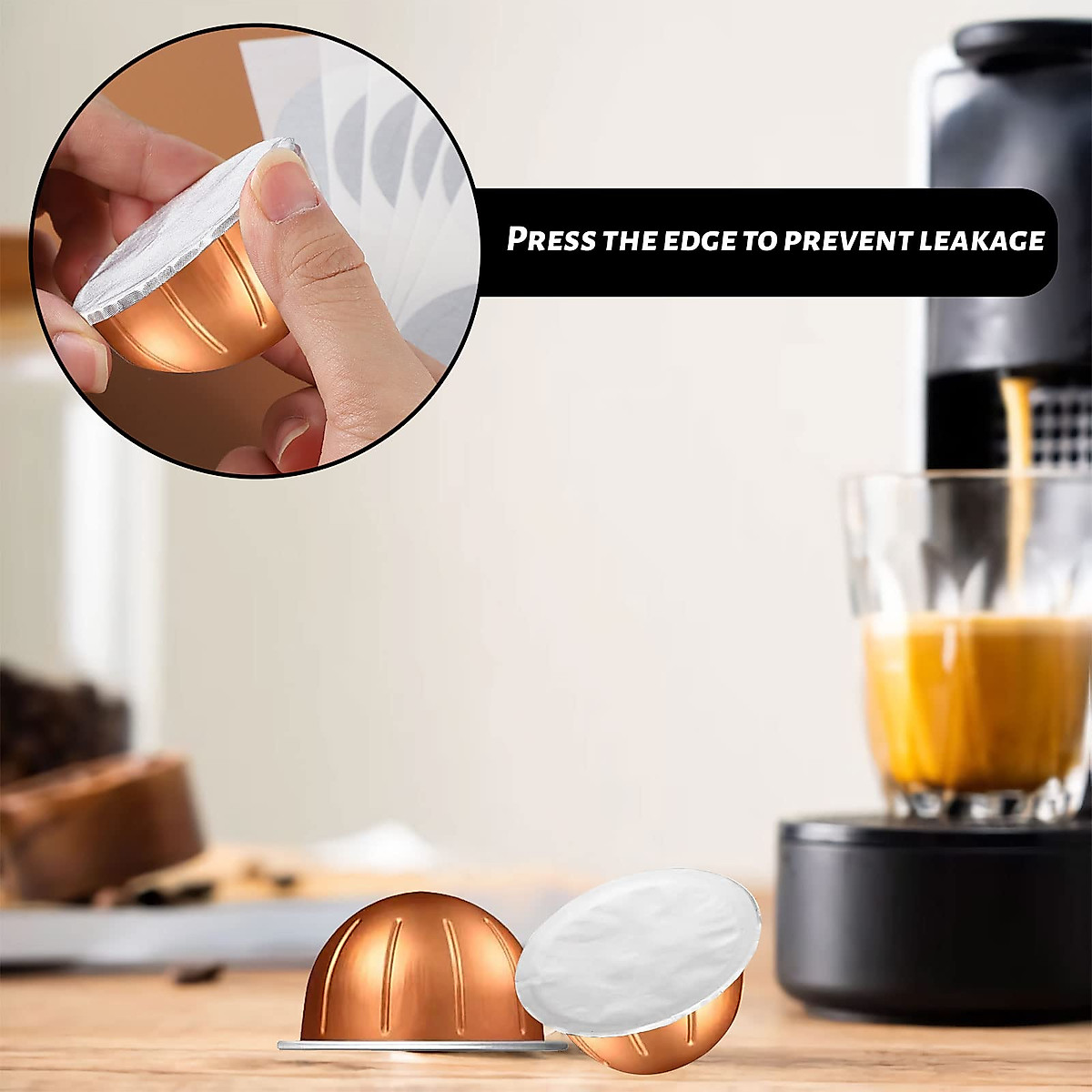 120 Pcs Aluminum Foil Lids, Foil Seals Lids to Reusable Coffee Pods Aluminum Foil Seals Compatible with Nespresso Vertuo Refillable Pods, 62mm