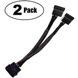 TeamProfitcom 4 Pin Male IDE Molex to Dual 15 Pin Female SATA Power Splitter Converter Adapter Cable Hard Drive HDD SSD Extension Cable Sleeved Braided 8 Inches (2 Pack)