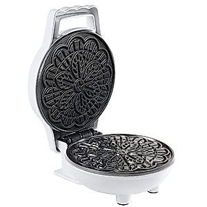 Mini Electric Pizzelle Maker - Makes One Personal Tiny Sized 4" Traditional Italian Cookie in Minutes- Nonstick, Easy to Use Press - Recipes Included- Must Have Dessert Treat for Summer Baking or Gift