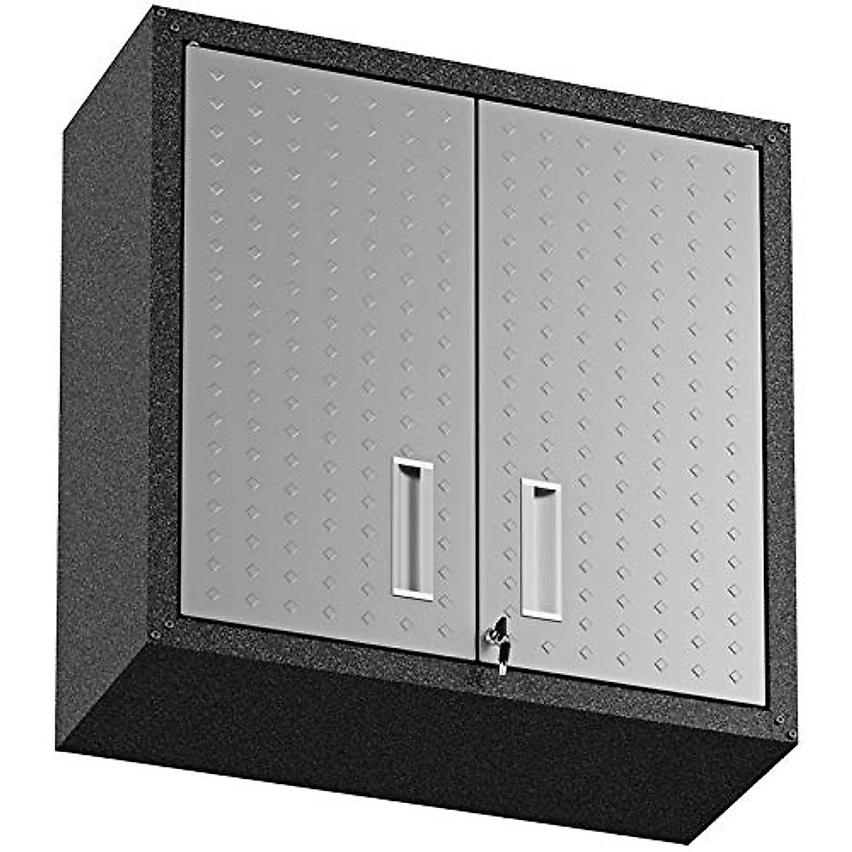 Pemberly Row Metal 2 Door Wall Mount Floating Garage Storage Cabinet with Lock in Grey