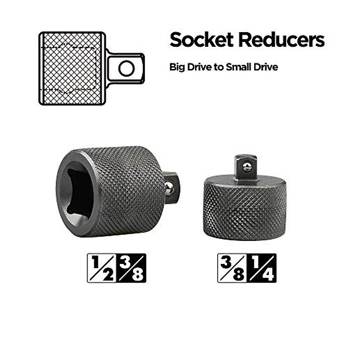 KAIFNT K351 Low Profile Impact Socket Adapter and Reducer Set, Chrome-Moly Steel, 5-Piece