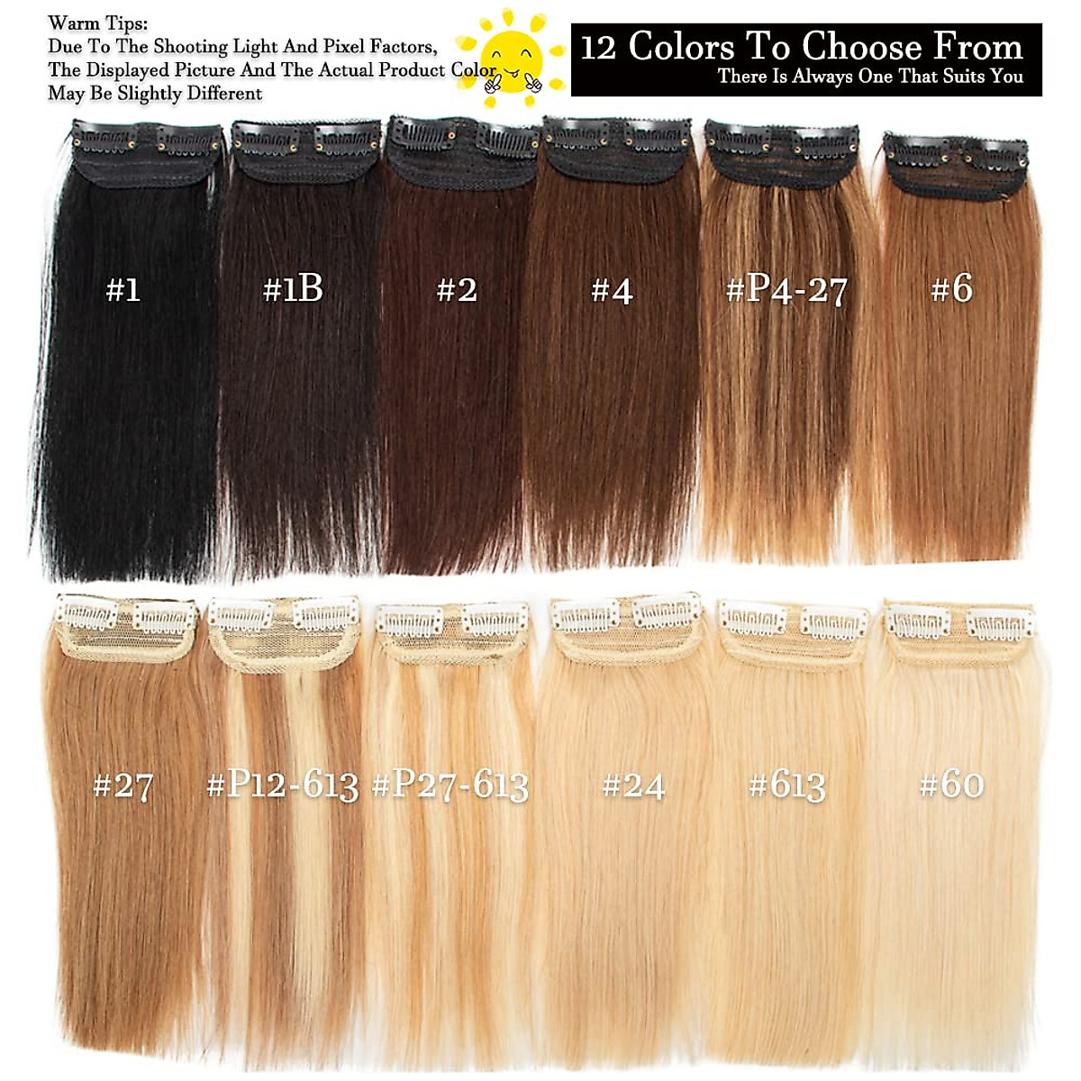 FEIPRO Real Remy Human Hair Clip in Hair Extensions Short Straight Thick Double Weft One Piece Hair Pieces for Thinning Hair Invisible Hairpin Increase Women Men Hair Volume 8 inch#2 Brown