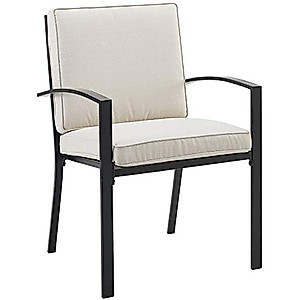 Crosley Furniture KO60025BZ-OL Kaplan Outdoor Metal Dining Chairs, Set of 2, Oiled Bronze with Oatmeal Cushions