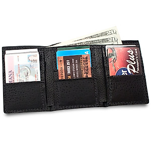Black Genuine Stingray Skin Trifold 9 Card Leather Handmade Wallet
