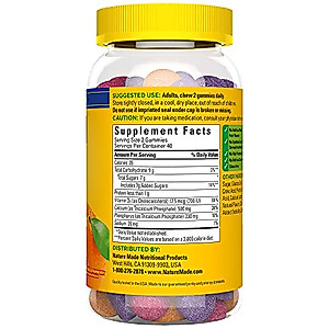 Nature Made Calcium Gummies 500 mg Per Serving with Vitamin D3, Dietary Supplement for Bone Support, 80 Gummies, 40 Day Supply