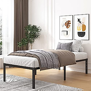 ALDRICH 14 Inch Metal Twin Bed Frame - Single Black Basic Anti Squeak Steel Slats Platform, Easy Assembly Heavy Duty Noise Free Bedframes, No Box Spring Needed