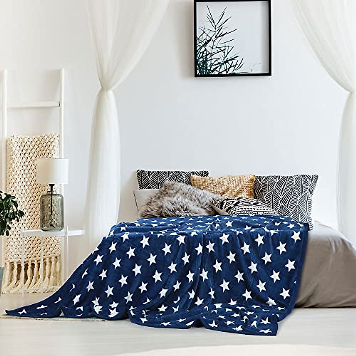 Yoofoss Fleece Throw Blanket Plush Flannel Velvet Bed Blankets and Throws for Sofa Couch (86x94In, Blue)