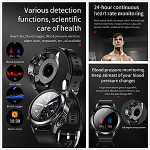 Tuanzi JM03 2 in 1 Smart Watch with Earbuds 1.28" Smartwatch TWS HiFi Stereo Wireless Headset Combo Bluetooth Phone Call for Android iOS(Black)
