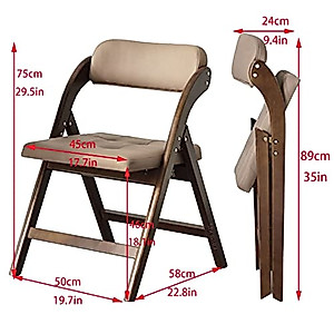Solid Wood upholstered Folding Dining Chairs with Padded Seats, Comfortable Seating Office, Reception Area, Foldable Table and Chair, Easy to Store(Walnut Color)