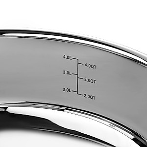 Bergner - Gourmet - 5 Quart Sauté Pan with Lid – Stainless-Steel Non-Stick Saucepan with Tempered Glass Lid - Even Heat Distribution - Safe For All Stove Types