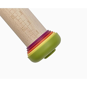 Joseph Joseph PrecisionPin Baking Adjustable Rolling Pin - Consistent and Even Dough Thickness for Perfect Baking Results, Multicolor