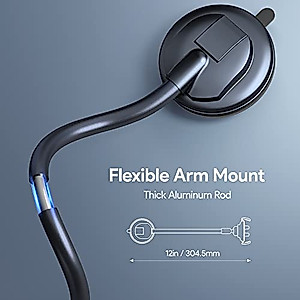 TICILFO Car Phone Holder Mount [Flexible Gooseneck Long Arm] Phone Mount for Car Holder Dashboard Windshield [Washable Strong Suction Cup] Cell Phone Holder Car Mount (Black) (Black)