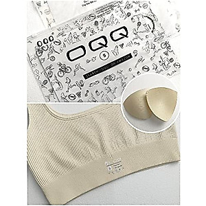 OQQ Women's Workout 2 Piece Seamless Ribbed High Waist Legging Sports Exercise Set Bra Outfit, Green, Medium