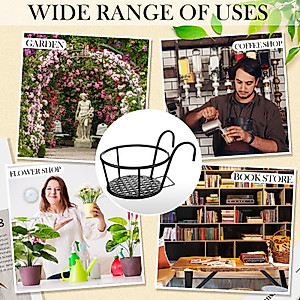 Dandat 6 Pcs 8.7'' Iron Metal Railing Flower Pot Hanging Railing Planter Baskets Stair Railing Plant Holder for Patio Balcony Outdoor Plants(Black)