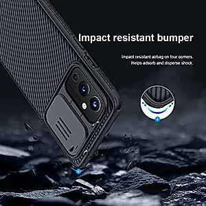 Mangix OnePlus 9 Case with Camera Cover,OnePlus 9 Slim Fit Thin Polycarbonate Protective Shockproof Cover with Slide Camera Cover, Upgraded Case for OnePlus 9 (Black)