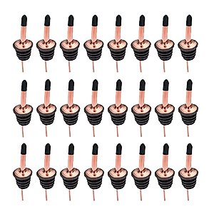 24 Pcs Stainless Steel Liquor Pour Spouts Set, Liquor Bottle Pourers with Rubber Dust Caps for Pours Liquid, Olive Oil, Wine, Vinegar (Rose Gold-24 Pack)