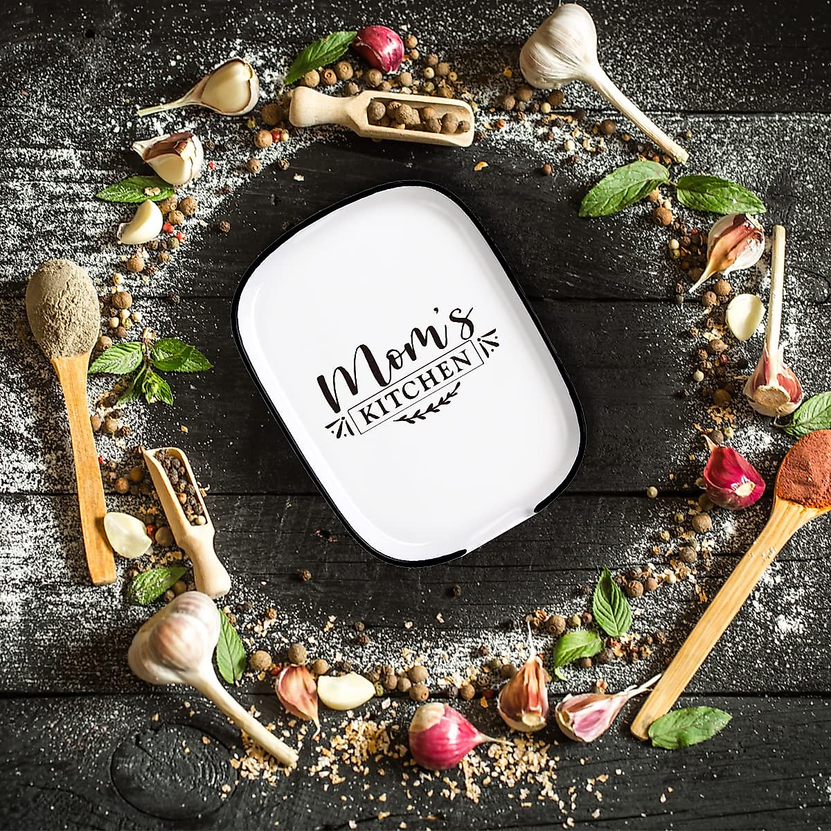 Ceramic Spoon Rest For Kitchen-Funny Mom's Kitchen Quote Spoon Rest For Stove Top-Large Spoon Holder for Kitchen Counter-Heat Resistant Cooking Utensil Rest-Modern Farmhouse Kitchen Décor