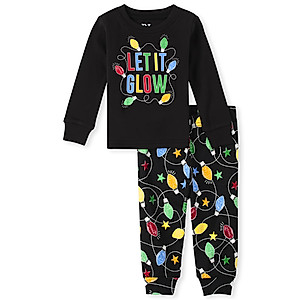 The Children's Place baby girls Family Matching Christmas Holiday Sets, Snug Fit 100% Cotton, Adult, Big Kid, Toddler, Pajama Set, Let It Glow, 8 US