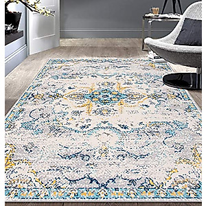 Rugshop Bohemian Distressed Design Area Rug 7'10" x 10' Blue