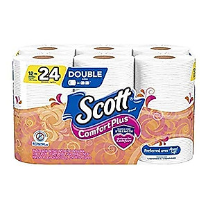 Scott ComfortPlus Toilet Paper, 12 Double Rolls, Bath Tissue (2 Pack)