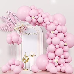 Voircoloria 130pcs Light Pink Balloons Different Sizes 18" 12" 10" 5" Pastel Pink Balloons for Boys Girls Birthday Baby Shower Gender Reveal Wedding Princess Theme Decorations