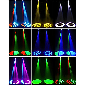 U`King 60W Moving Head Lights, White Moving LED DJ Lights RGBW Stage Light with Remote 8 GOBO 8 Pattern Spotlight by DMX 512 Controlled 9/11 Channel for Church KTV Club Concert Party Wedding