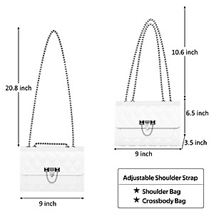 Intrbleu Large Purses and Handbags for Women, Quilted Shoulder Bags Faux Leather Crossbody Bags for Women with Adjustable Metal Shoulder Strap (White)