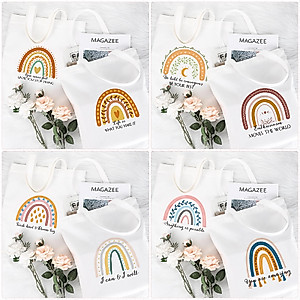 Woanger 10 Pcs Employee Appreciation Gifts Inspirational Canvas Tote Bags Rainbow Bags for Staff Thank You Gifts(Rustic Style)