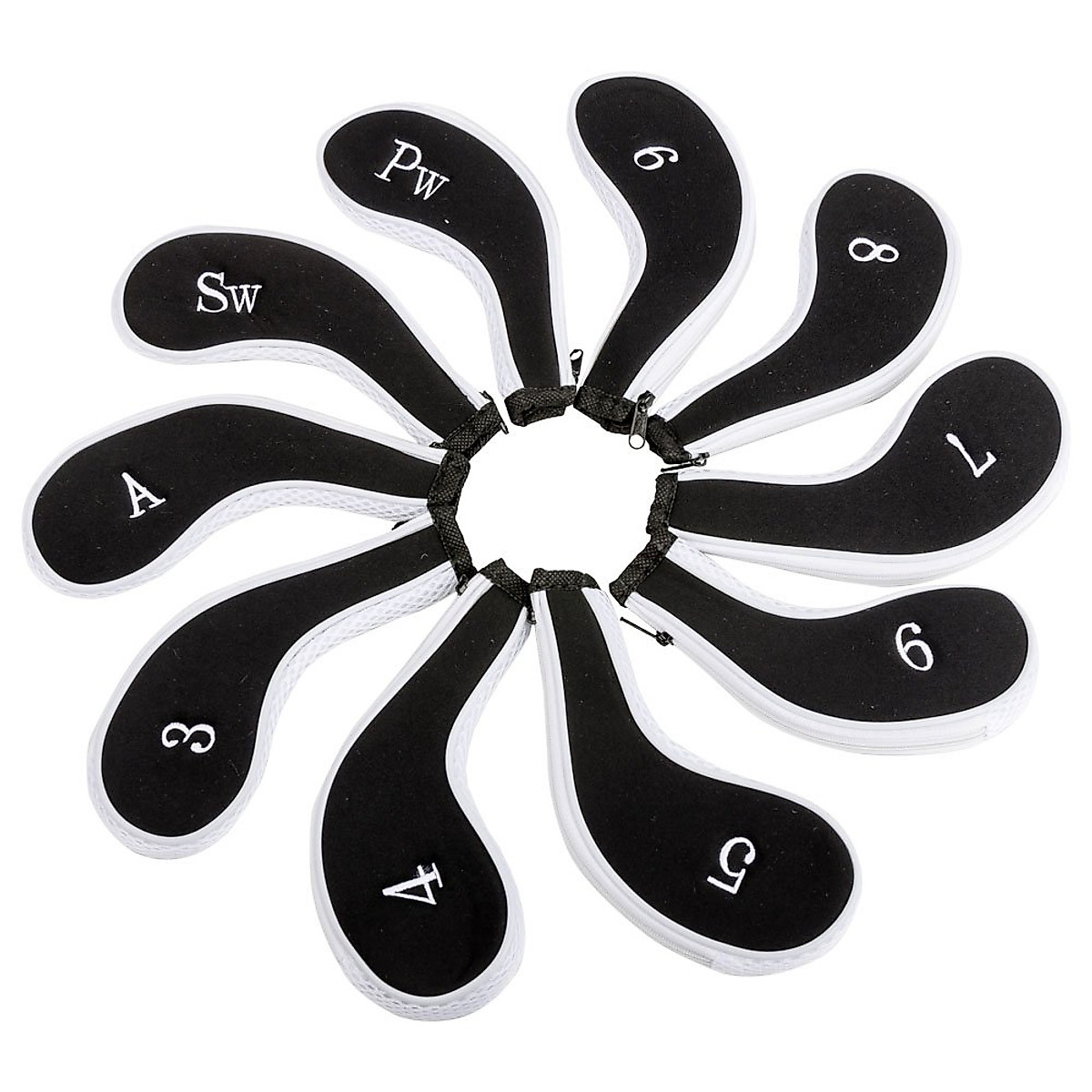 HIFROM 10 pcs Number Print Golf Headcover, Long Neck Iron Zipper Neoprene Head Covers Replacement for Most Brands 3-Sw, Golf Iron Head Covers Set Headcover