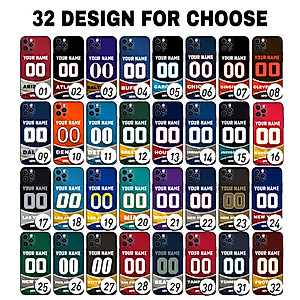 Custom Football Jersey Cases for iPhone 15 14 Pro Max Plus13 12 11 Xs Max XR 8 7 11 Mini,Customized Sports Flag Phone Case in Your Name Number,Thin Shockproof Protective Cover(32 Design For Choose)