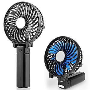 2-PACK Portable Handheld Fan,USB Rechargeable Fan with 2200mAh Battery Operated, Mini Hand Held Fans 3 Speeds Adjustable, 180° Rotation Foldable Personal Desk Fan for Home Office Desktop and Travel